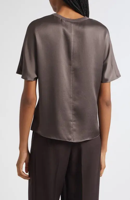 REISS Lena Silk Crewneck T-shirt - Mauve