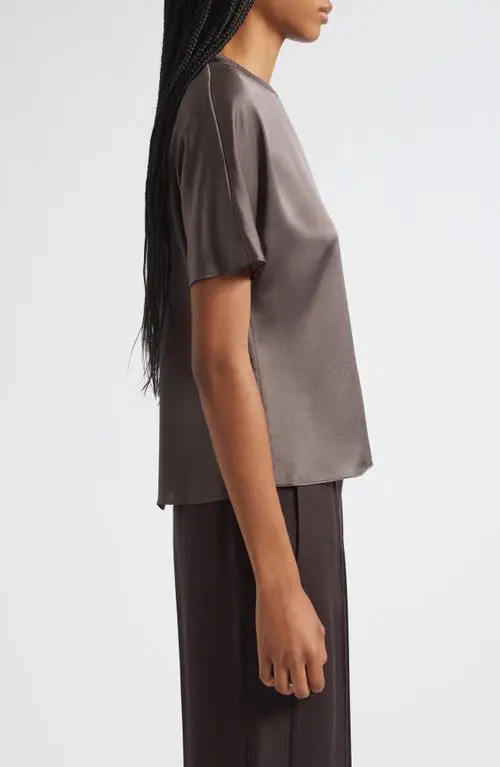 REISS Lena Silk Crewneck T-shirt - Mauve