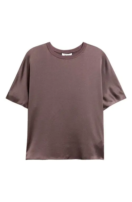 REISS Lena Silk Crewneck T-shirt - Mauve
