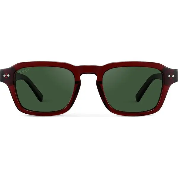 WMP EYEWEAR Morris Rectangular Polarized Sunglasses - Red Garnet