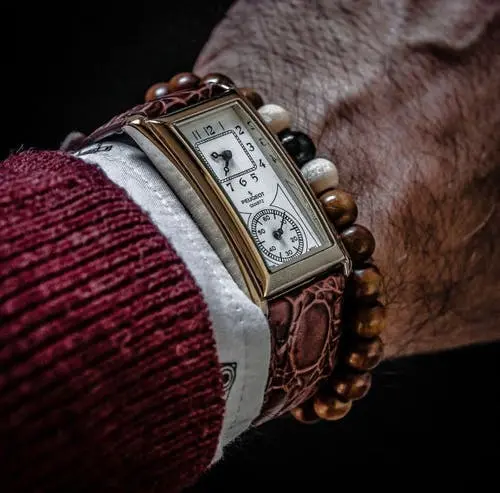 PEUGEOT Vintage Rectangular Leather Strap Watch - Brown