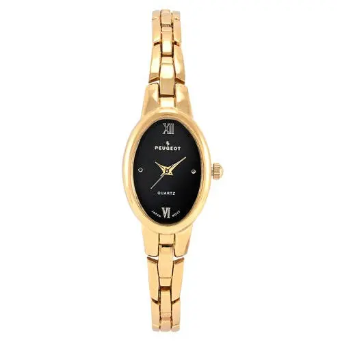 PEUGEOT Oval Link Bracelet Watch - Black