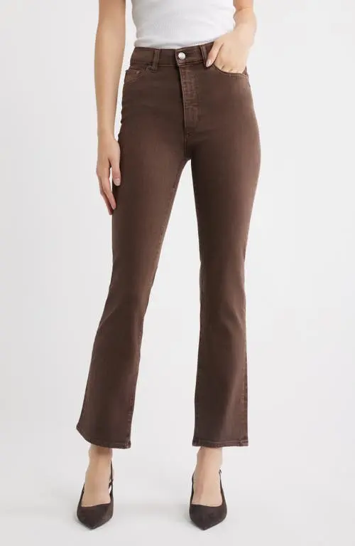DL1961 Halle High Waist Straight Leg Jeans - Brownstone