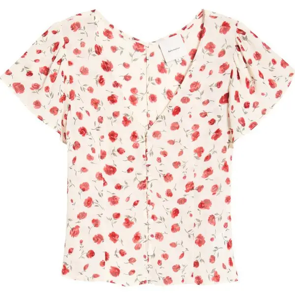 REFORMATION Ramona Floral Print V-neck Top - Dolly