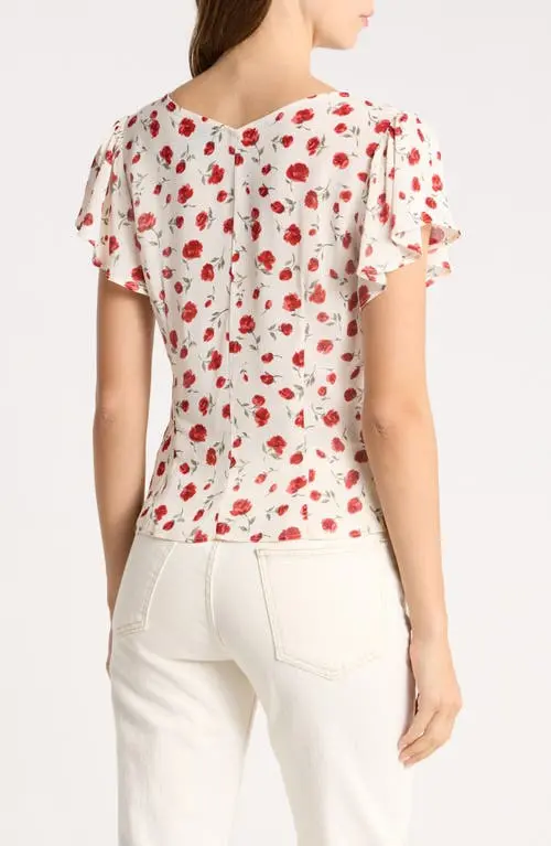 REFORMATION Ramona Floral Print V-neck Top