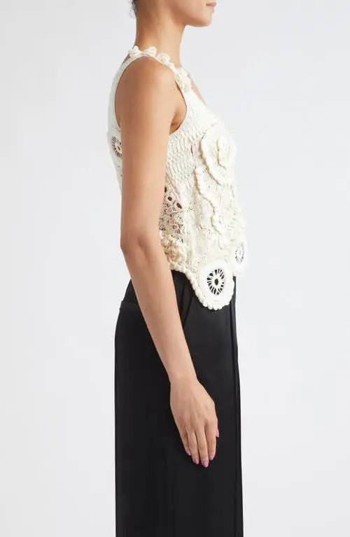 HEIRLOME Asymmetric Freeform Silk & Cotton Lace Tank - Ivory