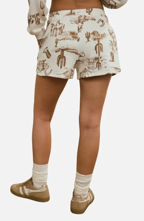J.O.A. Western Graphic Cotton Blend Shorts