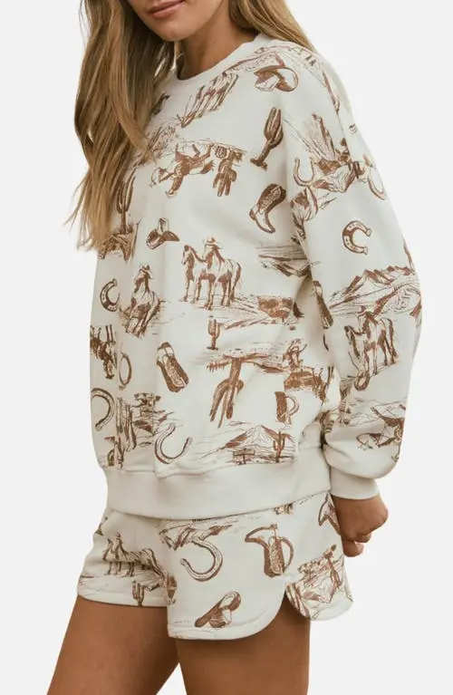 J.O.A. Western Graphic Cotton Blend Top & Shorts Set