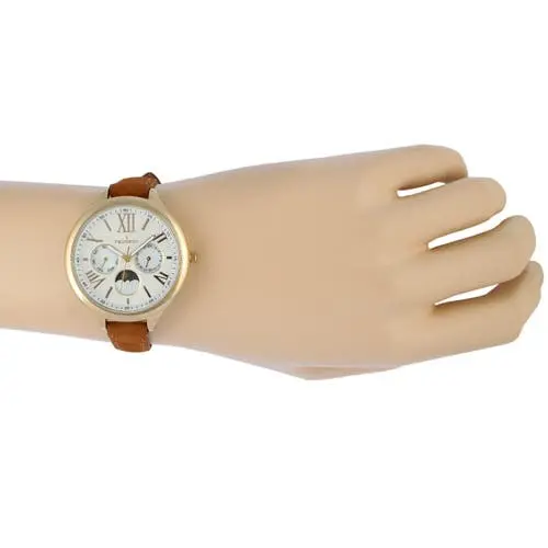 PEUGEOT Sun Moon Multi Function Suede Strap Watch38mm