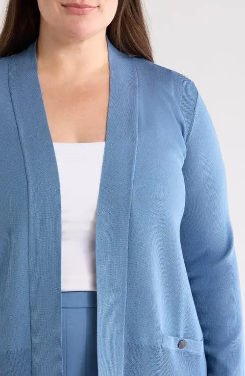 Anne Klein Open Front Longline Cardigan - Dutch Blue