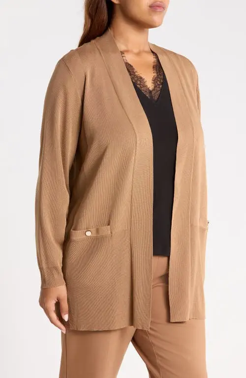 Anne Klein Open Front Longline Cardigan - Vicuna