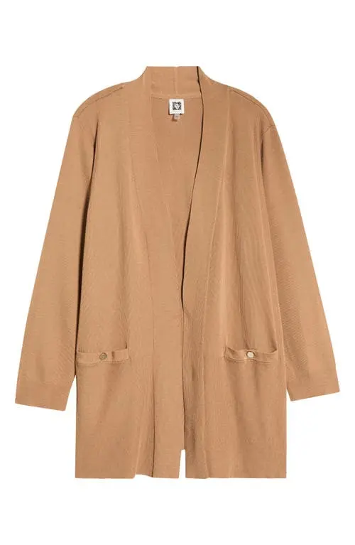 Anne Klein Open Front Longline Cardigan - Vicuna