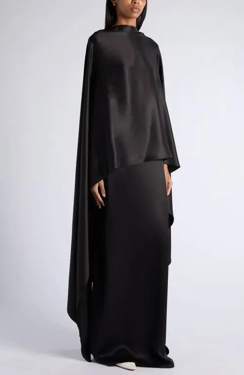 Bottega Veneta Fluid Silk Satin Cape Maxi Dress