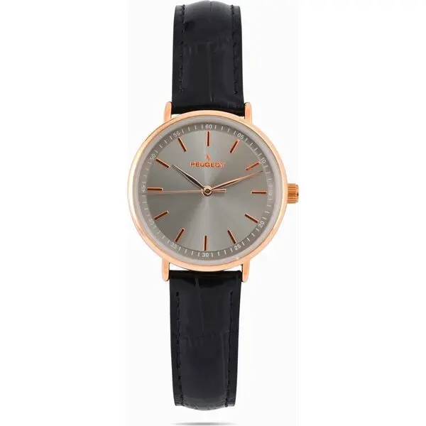 PEUGEOT Minimalist Round Leather Watch- 30mm