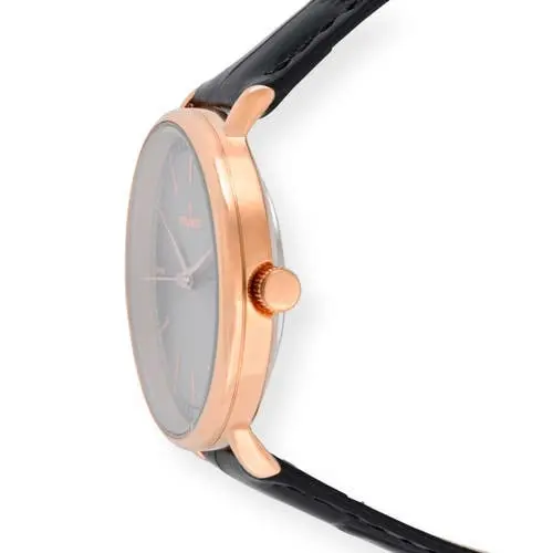 PEUGEOT Minimalist Round Leather Watch- 30mm