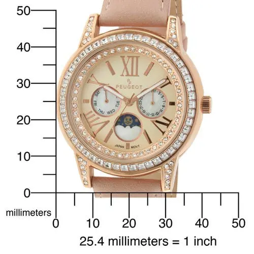 PEUGEOT Sun Moon Multi Fucntion Suede Watch40mm
