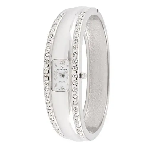 PEUGEOT Crystal-accented Cuff Bangle Watch