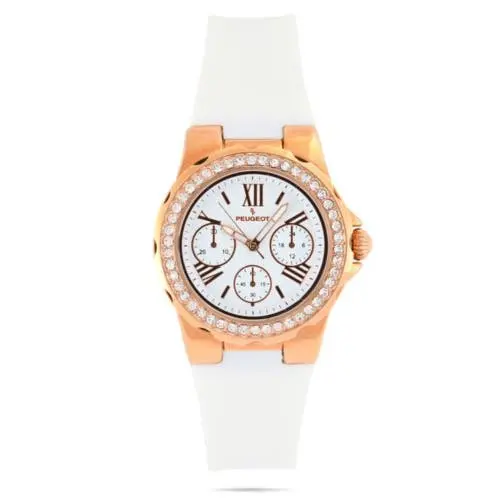 PEUGEOT Summer Crystal Bezel Silicone Rubber Watch- 38mm