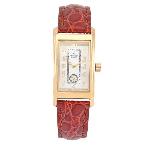 PEUGEOT Vintage Small Remote Sweep Leather Watch- 38x24mm - Brown