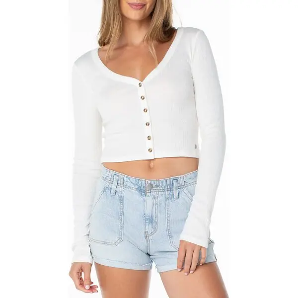 Roxy Terrace Cropped Long Sleeve Top - Cloud Dancer