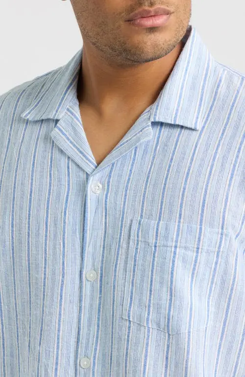 CORRIDOR Stripe Cotton & Linen Camp Shirt