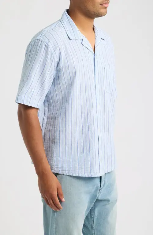 CORRIDOR Stripe Cotton & Linen Camp Shirt