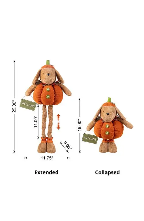 GLITZHOME Fall Fabric Highland Cow Pumpkin Dog Porch Decor With Telescoping Legs