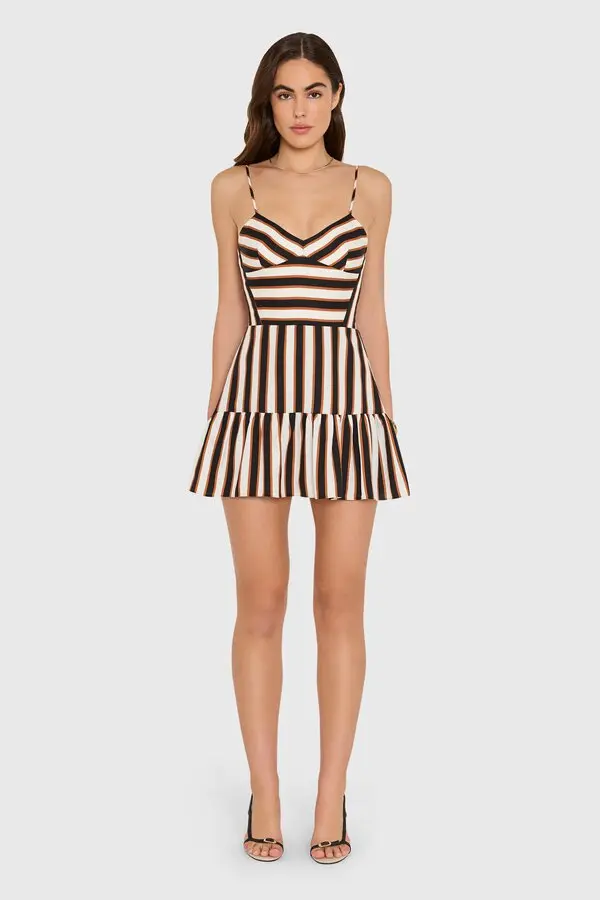 Amanda Uprichard Spencer Romper In Sabla Stripe - Ivory Combo