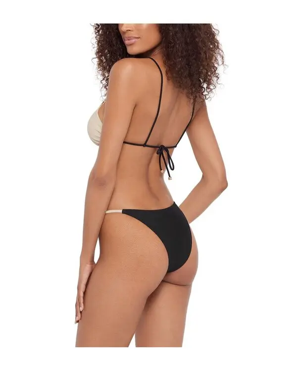Steve Madden Over The Shoulder Triangle Bikini Top With Gold Chain Trim