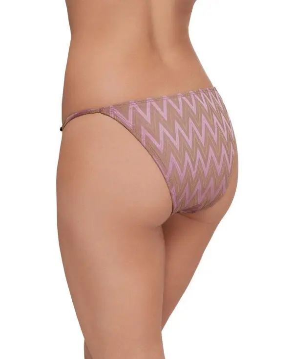 Steve Madden Strap Side Bikini With Gold Beads Bottom - Orchid