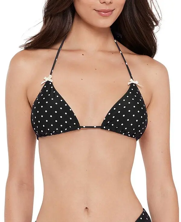 Steve Madden Polka Dot Triangle Bikini Top - Raven