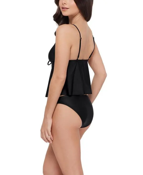 Steve Madden Tie Front Crop Tankini Top - Raven