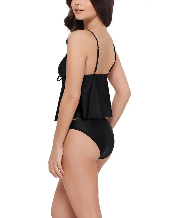 Steve Madden Tie Front Crop Tankini Top - Raven