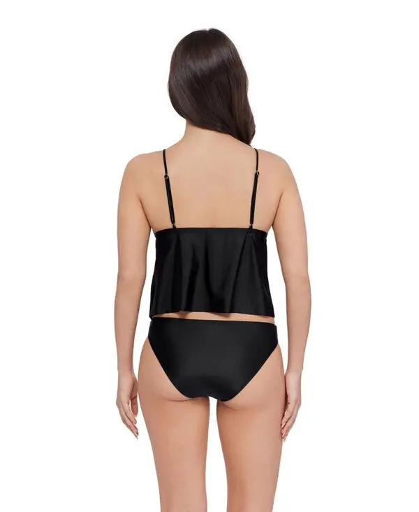 Steve Madden Tie Front Crop Tankini Top - Raven