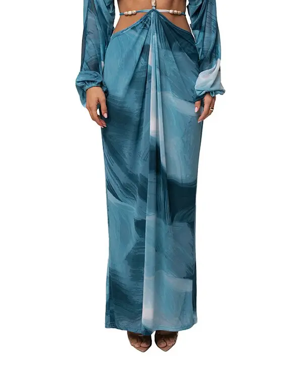 JLUXLABEL Hera Draped Maxi Skirt - Sunset Blue