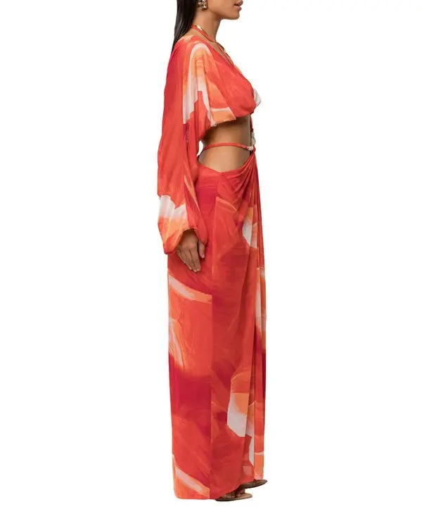 JLUXLABEL Hera Draped Maxi Skirt - Sunset Red