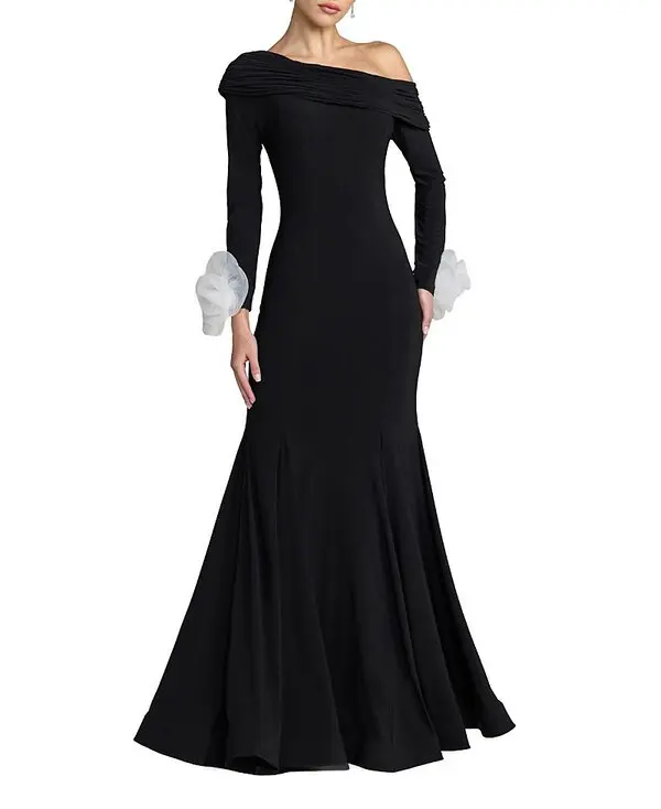 Mac Duggal One Shoulder Long Sleeve Mermaid Gown