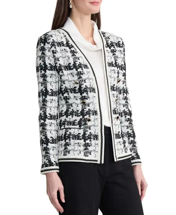 Misook Tailored Faux Double Breasted Knit Jacket