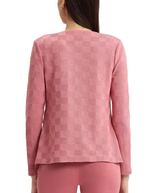 Misook Tailored Tonal Checkered Knit Jacket