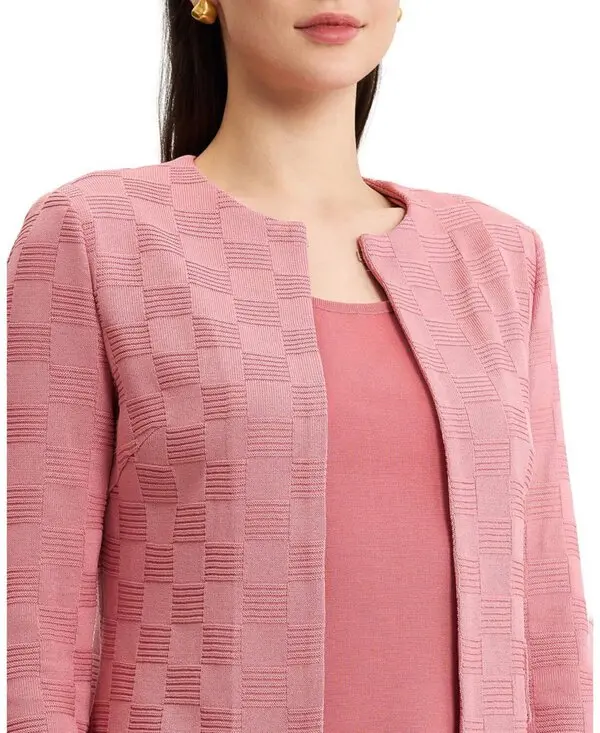Misook Tailored Tonal Checkered Knit Jacket