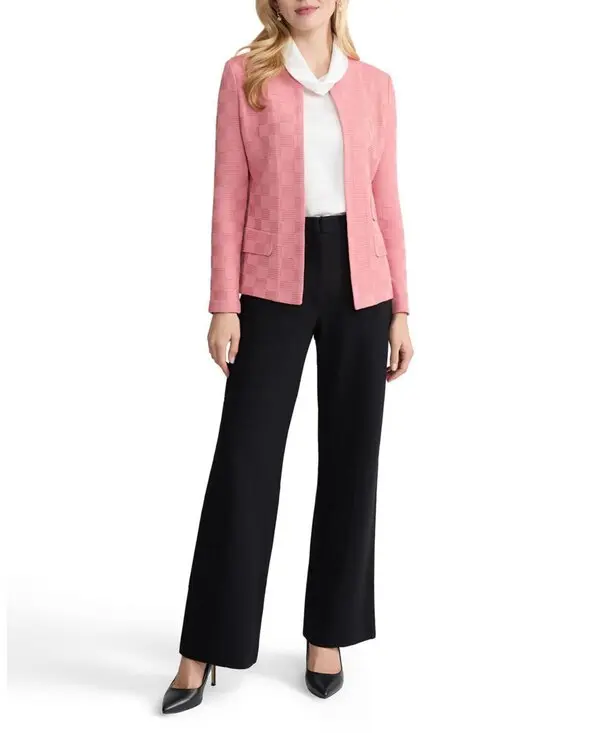 Misook Tailored Tonal Checkered Knit Jacket
