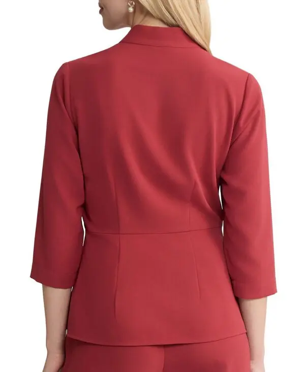 Misook Buckle Detail Crepe Wrap Blouse