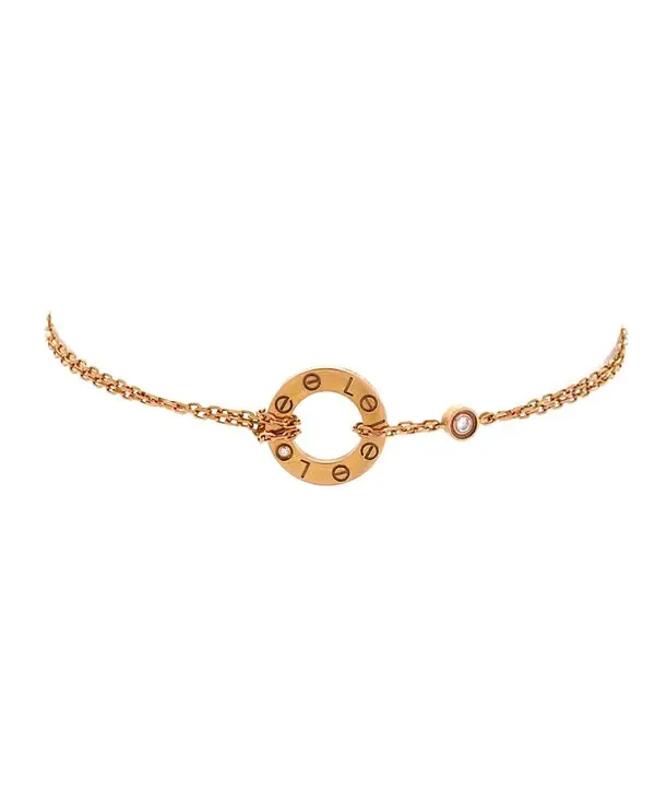 CARTIER 2 Diamonds Love Bracelet 18k Rose Gold With Diamonds - Pink