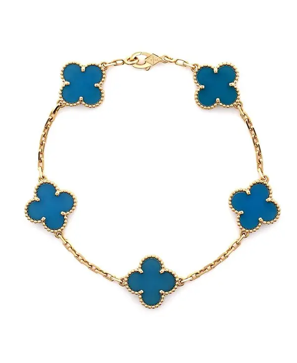 VAN CLEEF & ARPELS Vintage Alhambra 5 Motifs Bracelet 18k And Agate - Gold