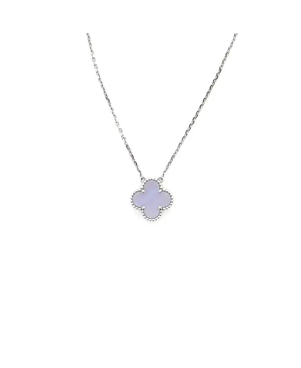 VAN CLEEF & ARPELS Vintage Alhambra Pendant Necklace 18k Gold And Chalcedony, 16.25 - White