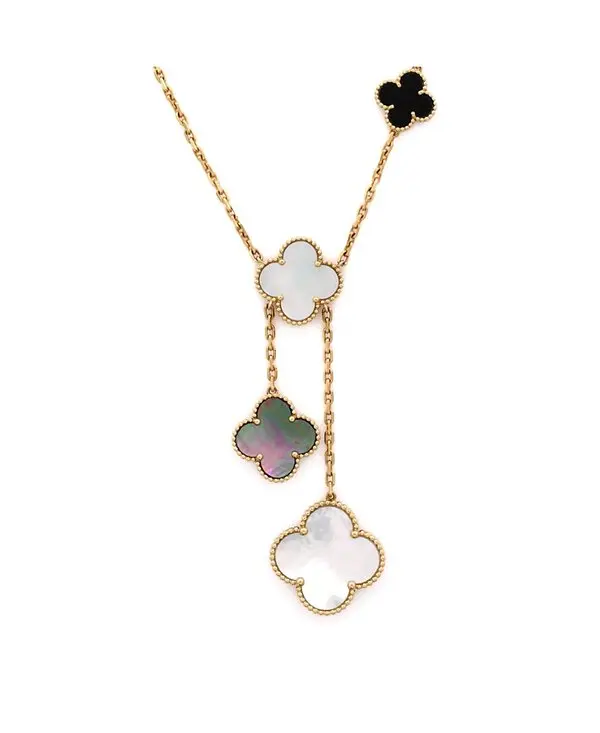 VAN CLEEF & ARPELS Magic Alhambra 6 Motifs Necklace 18k And Mother Of Pearl With Onyx, 16.5 - Gold