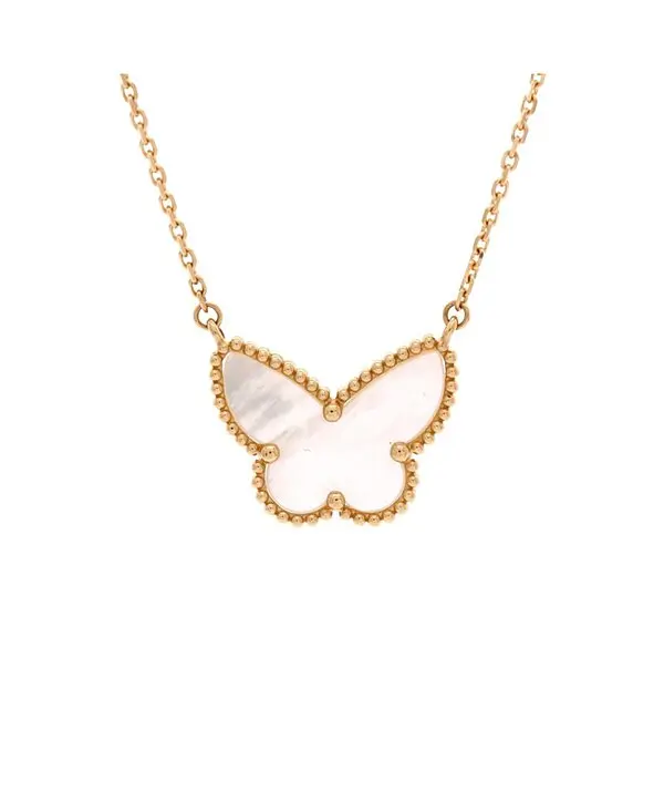 VAN CLEEF & ARPELS Lucky Alhambra Butterfly Pendant Necklace 18k With Mother Of Pearl, 17 - Gold