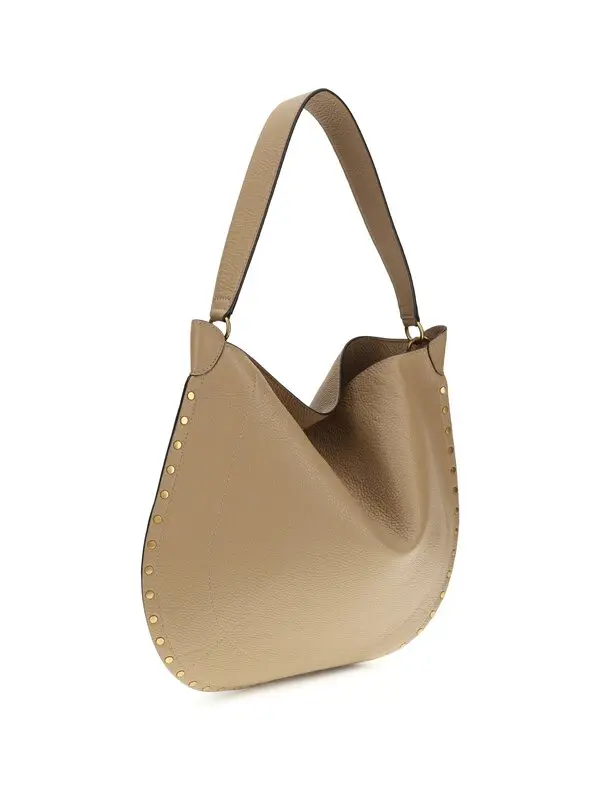Isabel Marant Étoile Oskan Grained Calfskin Hobo Shoulder Bag With Studded Trim