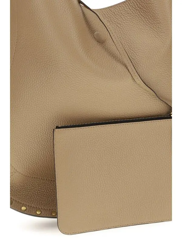 Isabel Marant Étoile Oskan Grained Calfskin Hobo Shoulder Bag With Studded Trim