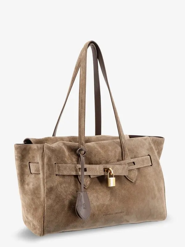Brunello Cucinelli Suede Shoulder Bag With Logo Padlock Detail - Multicolor